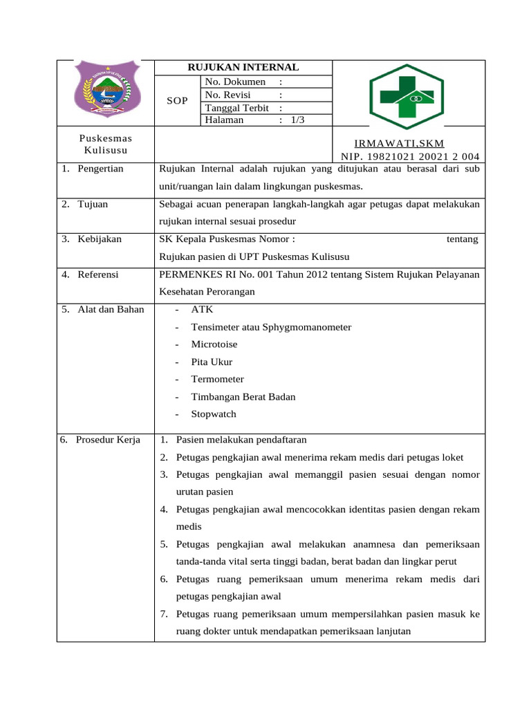 Sop Rujukan Internal | PDF
