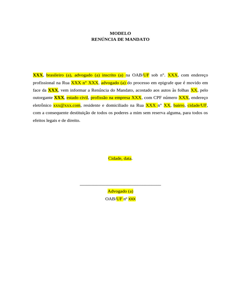 Modelo - Renúncia de Mandato | PDF