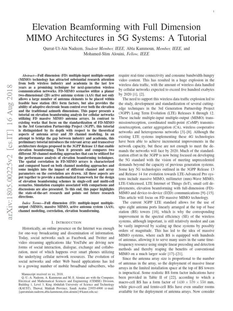 Elevation-Beamforming-with-Full-Dimension-MIMO-Architectures-in-5G-Systems_081618 | PDF | Mimo ...