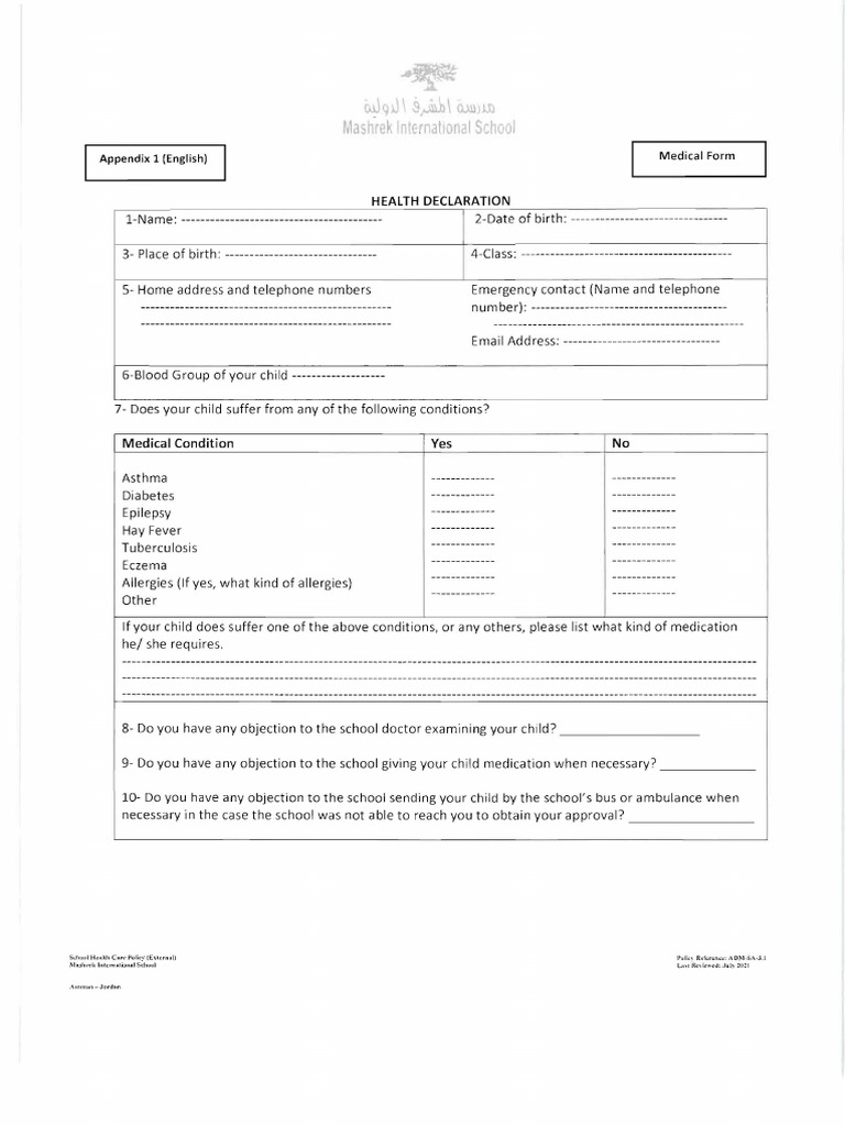 Health Declaration Form | PDF | Medical Specialties | Clinical Medicine