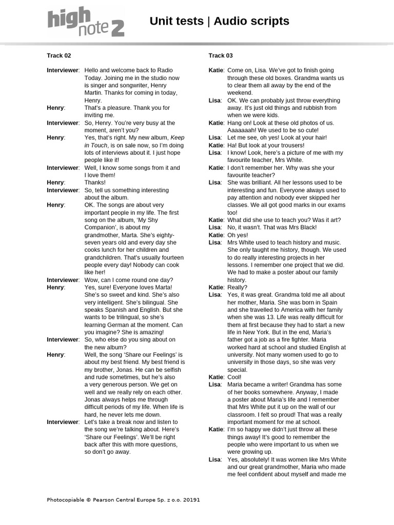 Hn2 Unit Tests Audioscript Pdf