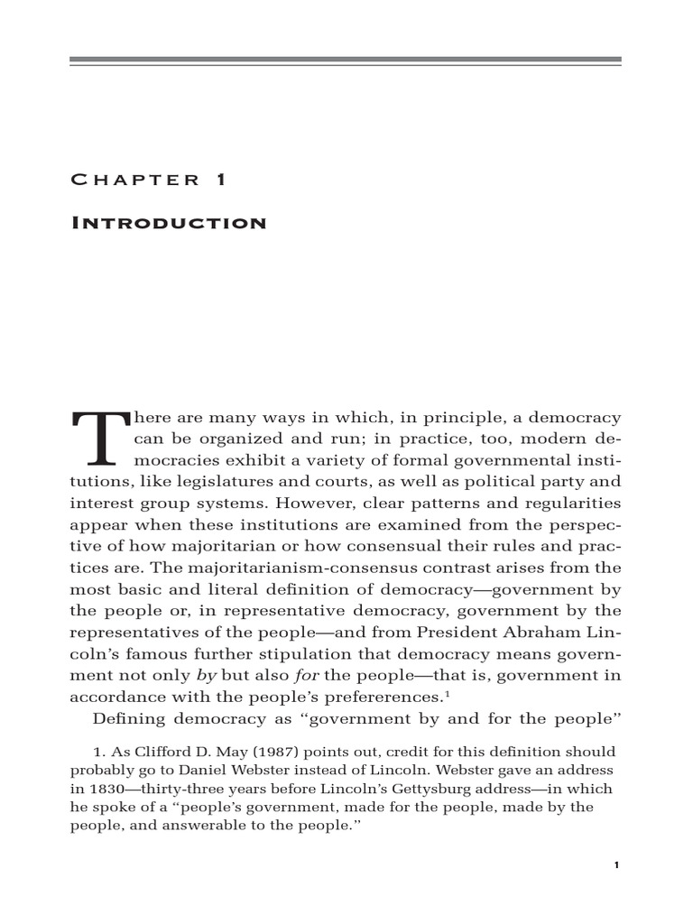 Patterns of Democracy CH 1-4 | PDF | House Of Lords | Constitution