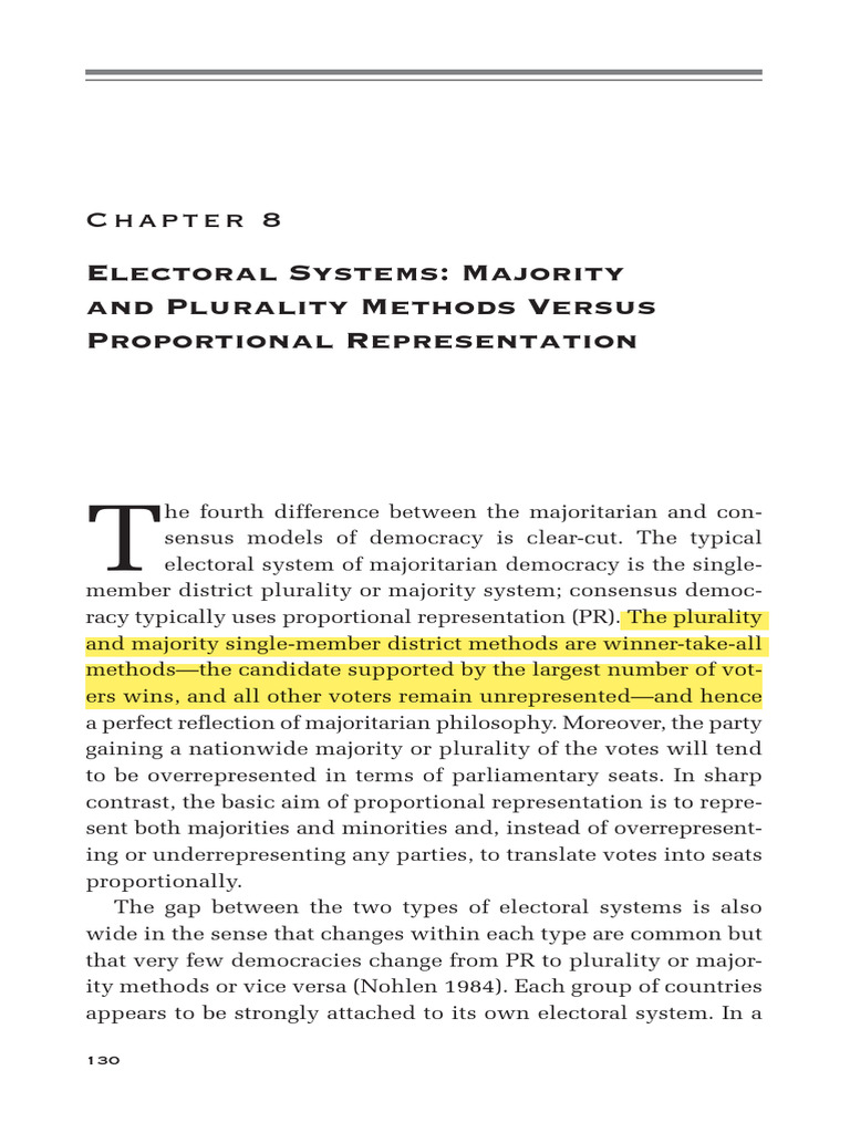 Patterns of Democracy Ch 8 | PDF | Voting | Electoral District