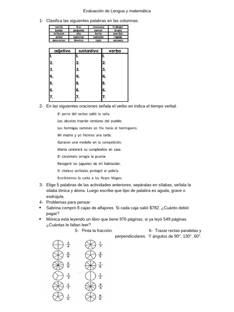 Evaluación de Lengua y Matemática | PDF