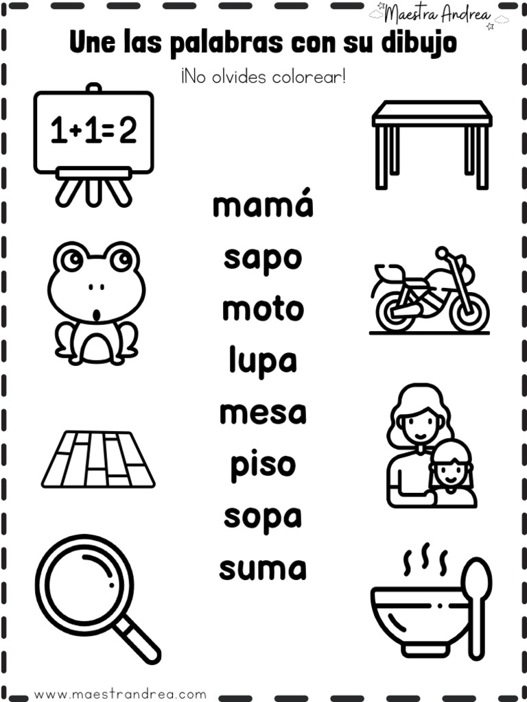 Actividad de unir palabras y dibujos | PDF