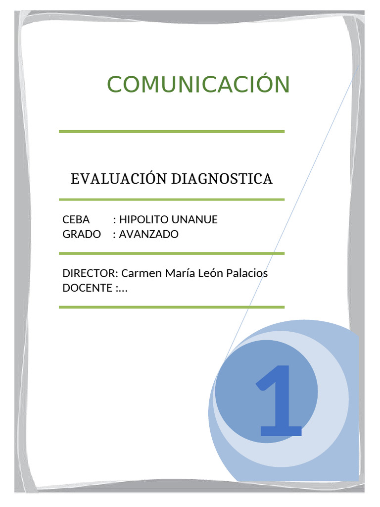 1ro Evaluación Diagnostica Comunicación | PDF | Lavado de manos