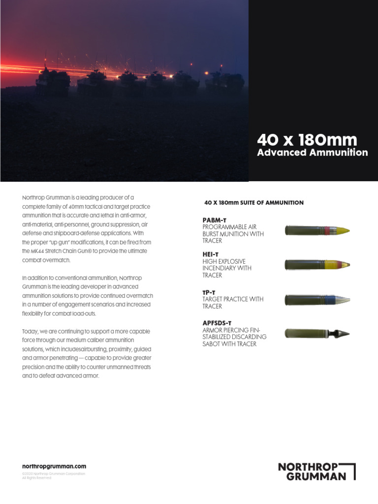 40x180mm Full Ammo Suite Product Brochure | PDF | Ammunition | Military Science