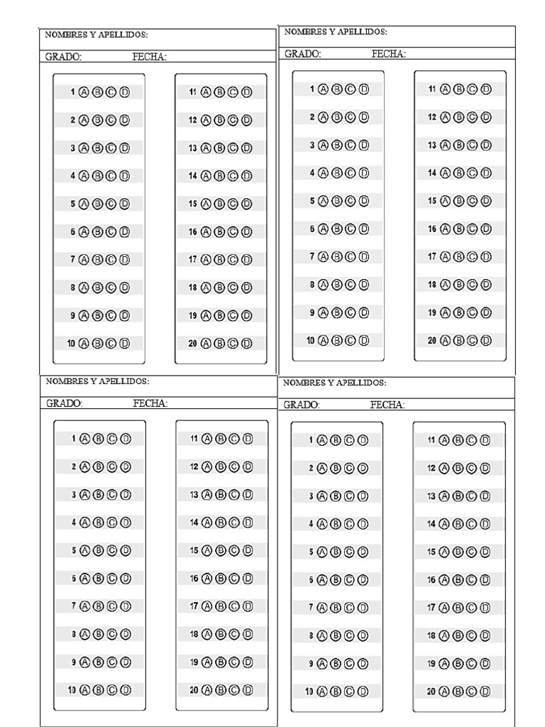 Hoja de Respuestas | PDF
