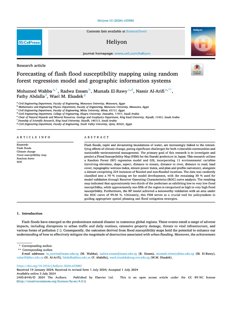 Forecasting of Flash Flood Susceptibili... Del and Geographic ...