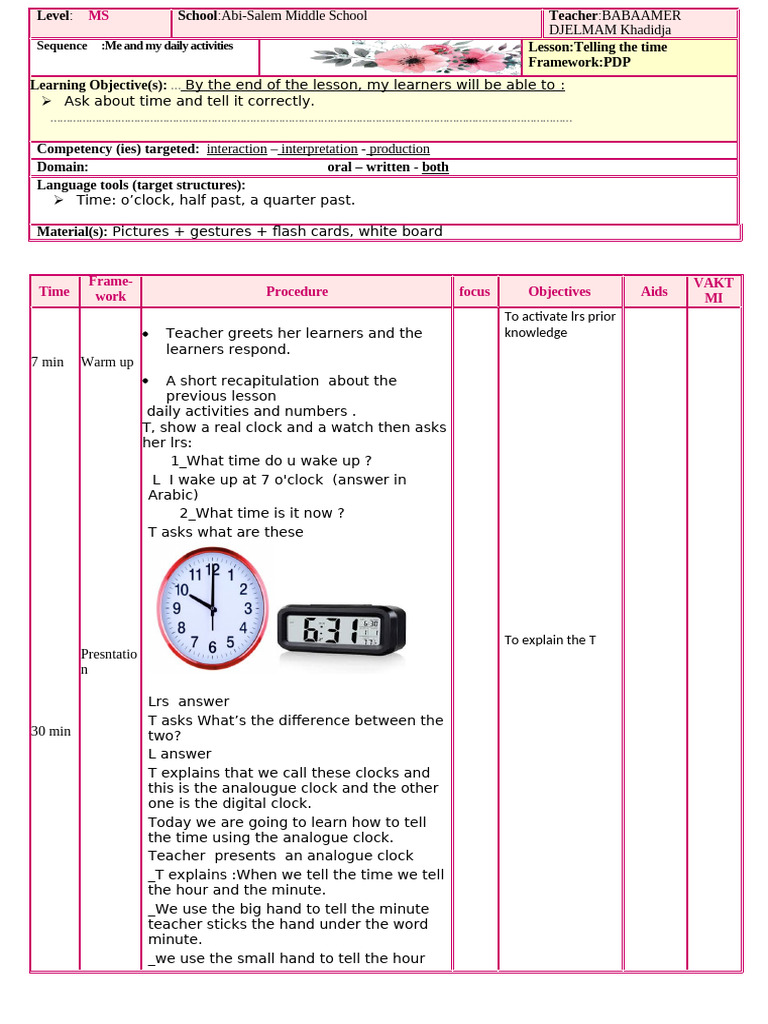 LESSON PLAN SAMPLE1 Hand Written | PDF | Communication | Behavior ...
