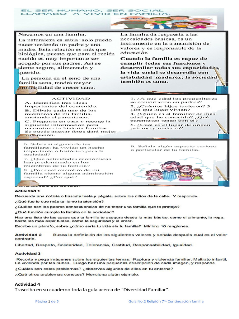 Guía 7°la Familia | PDF | Familia | Amor