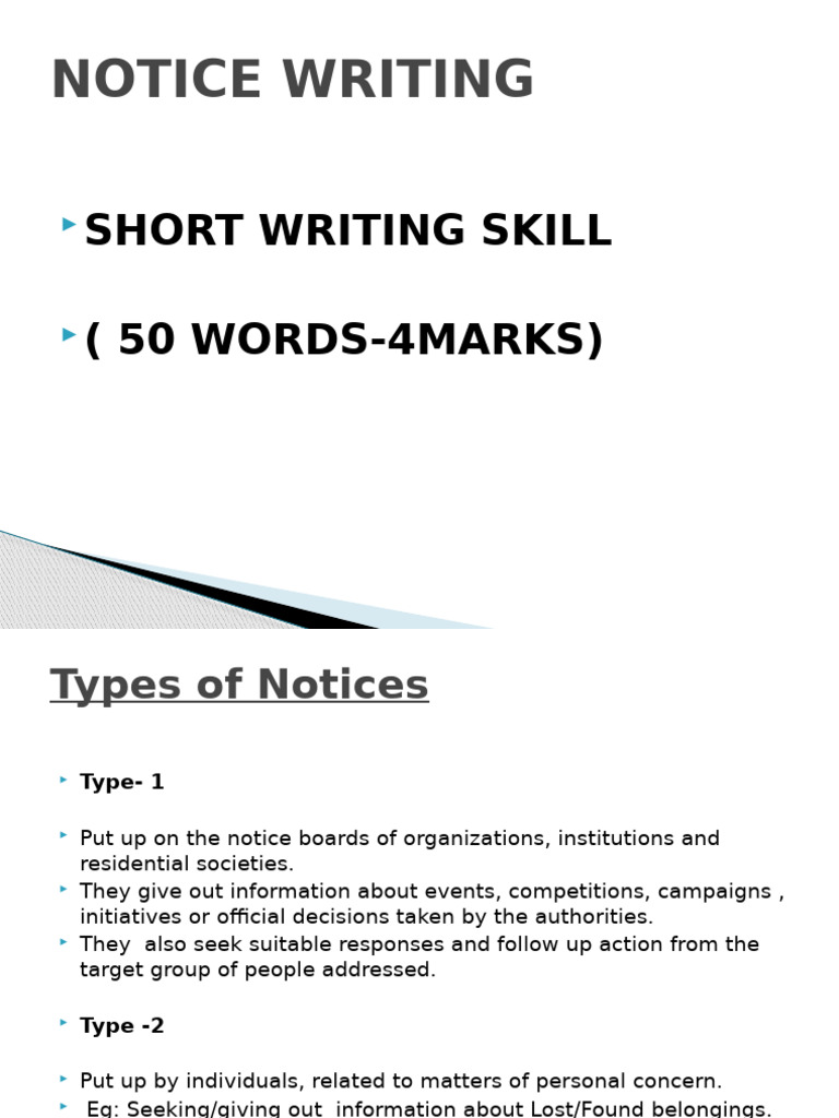 Notice Writing Guide for Class 12 | PDF