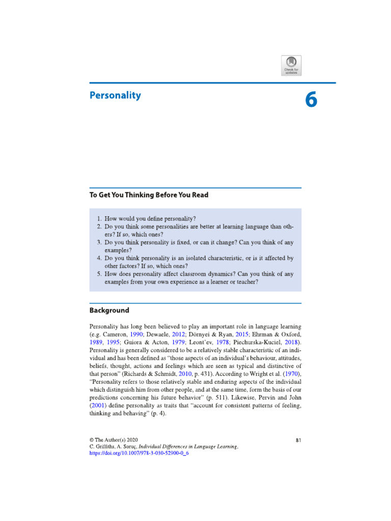 Chapter 6-Personality - Student | PDF