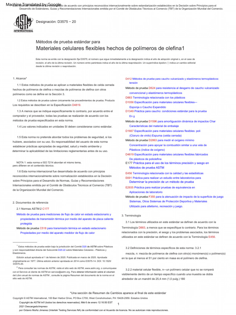 ASTM D3575 Materiales Celulares Flexibles Hechos de Polímeros | PDF ...