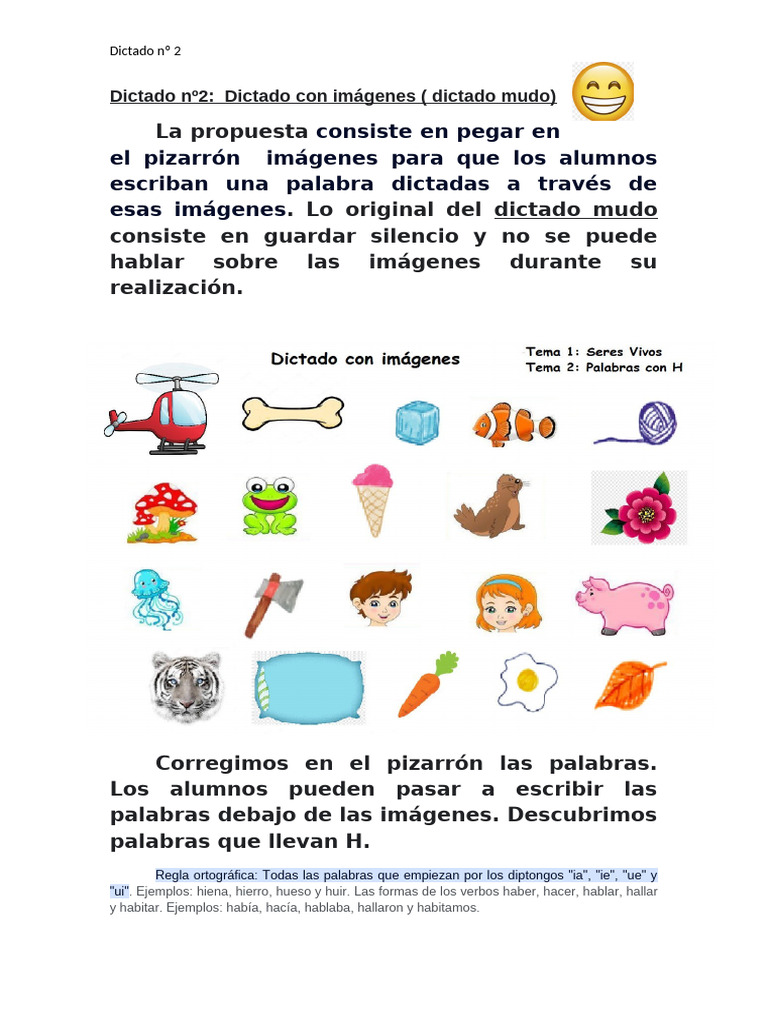 Dictado Mudo con Imágenes y H | PDF