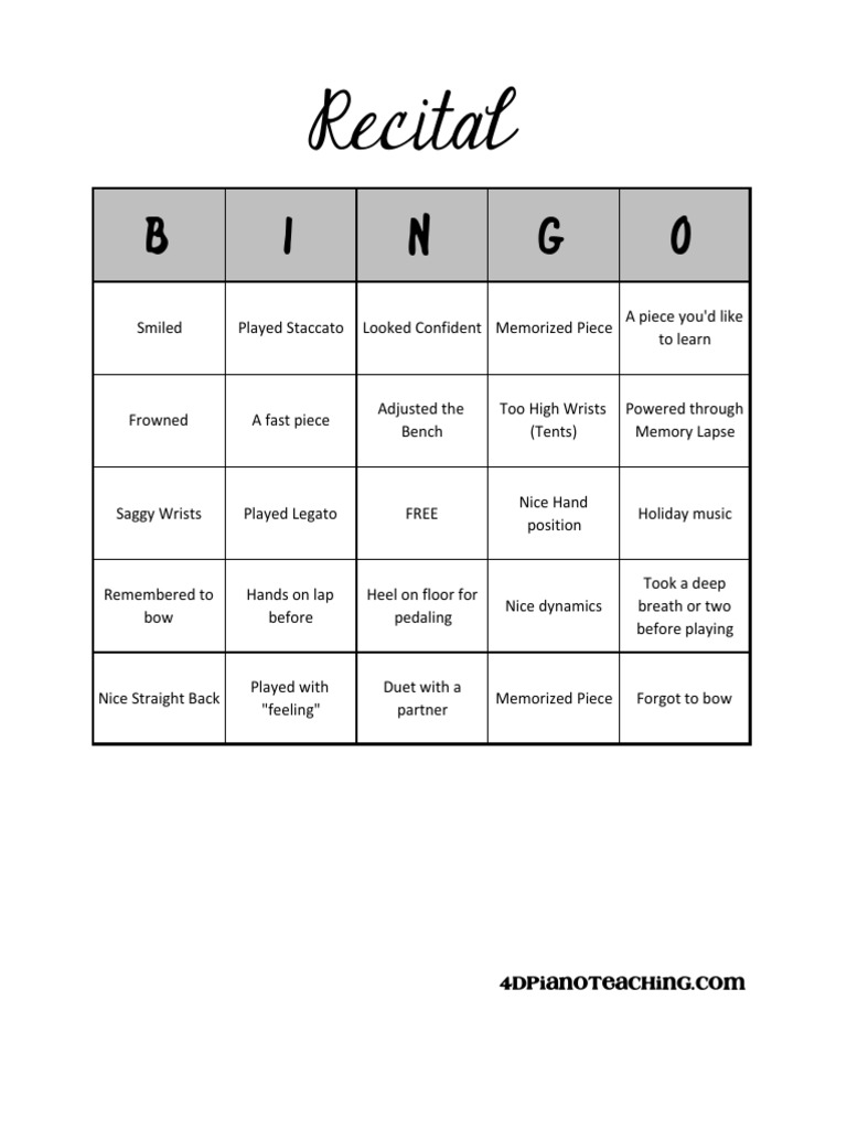 Recital Bingo | PDF | Musical Notation
