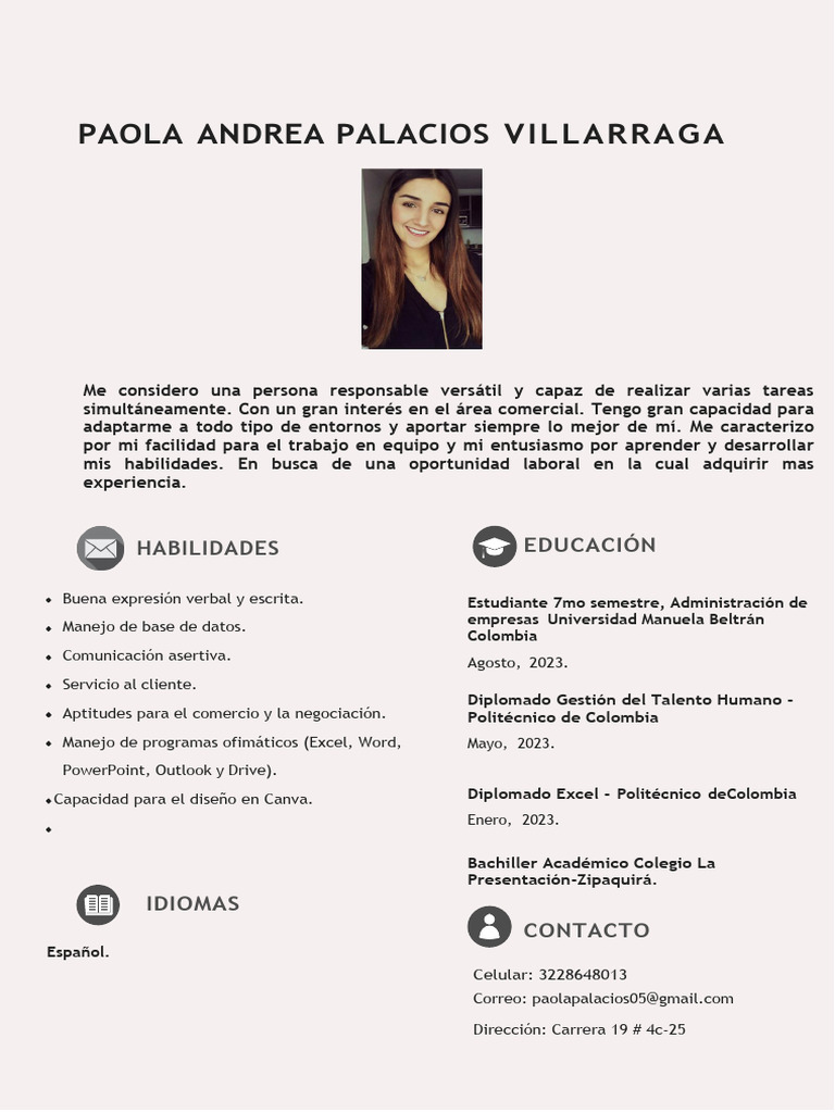CV PAOLA ANDREA PALACIOS 2023 Actualizada | PDF | Business
