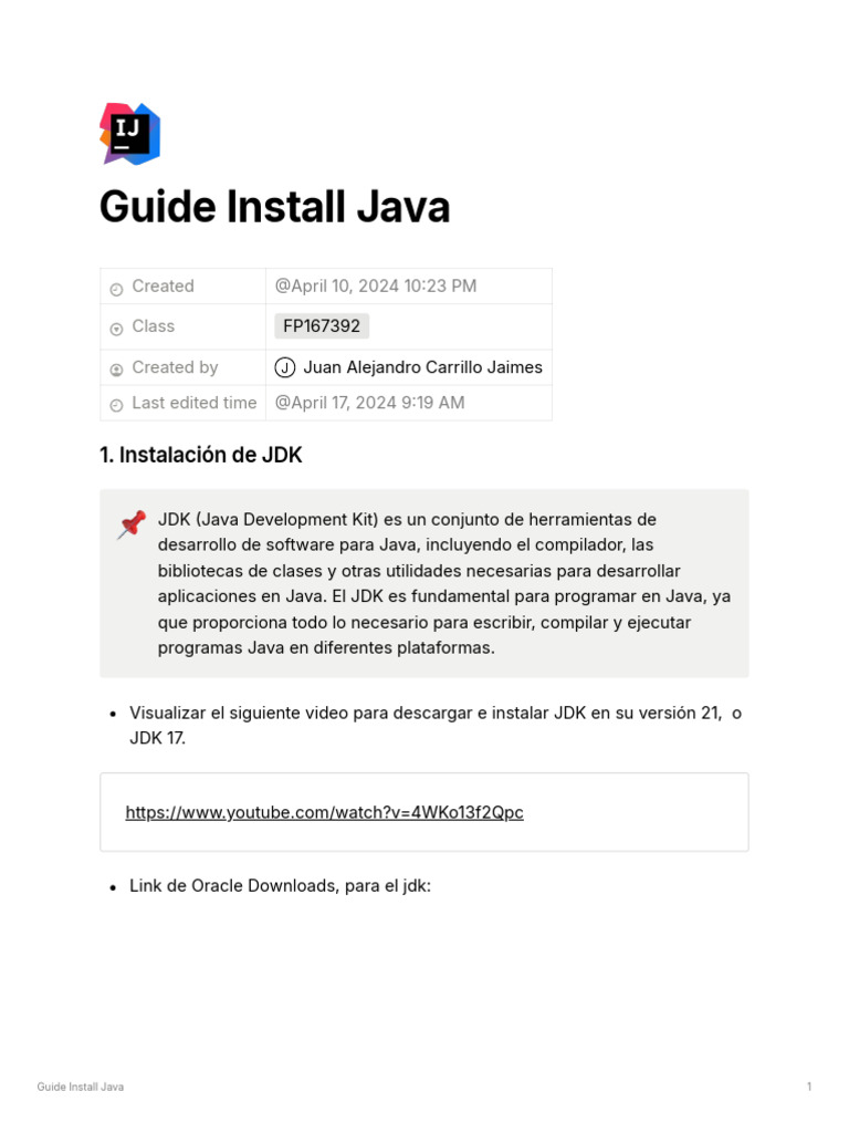 Guide Install Java | PDF | Java (lenguaje de programación) | Entorno de desarrollo integrado