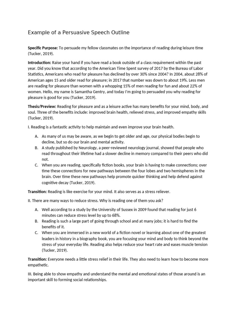 Unit 6 Assignment - Sample Outline - Persuasive Speech | PDF | Empathy ...