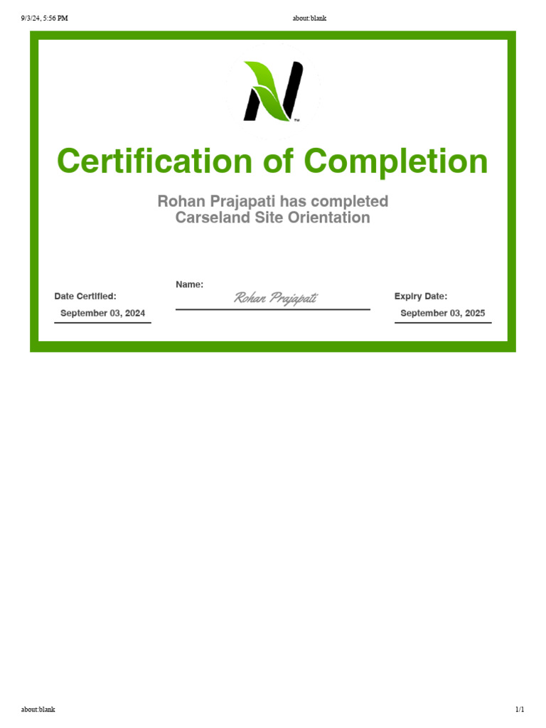 Nutrient Certificate | PDF