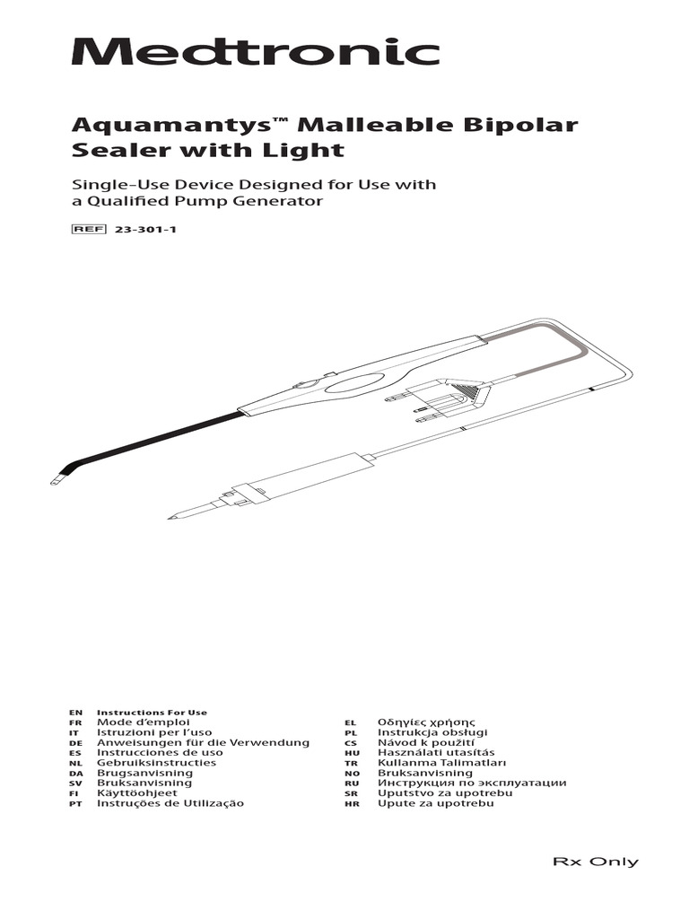 Aquamantys Malleable Bipolar Sealer With Light Manual | PDF