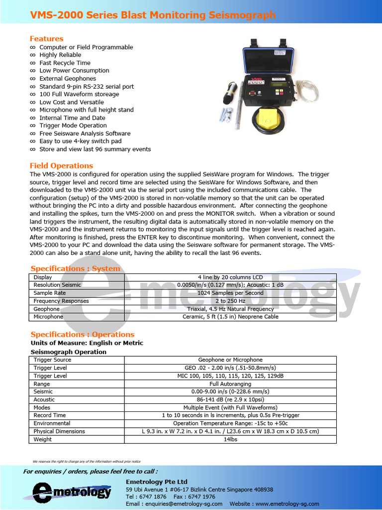 VMS2000P Blast Monitoring Seismograph 2 | PDF | Personal Computers ...