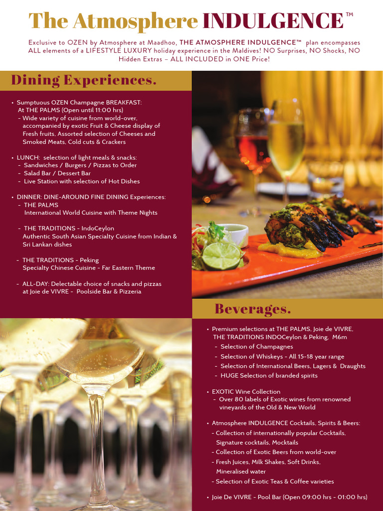 OZEN Atmosphere Indulgence Plan Overview | PDF | Cooking | Food And ...