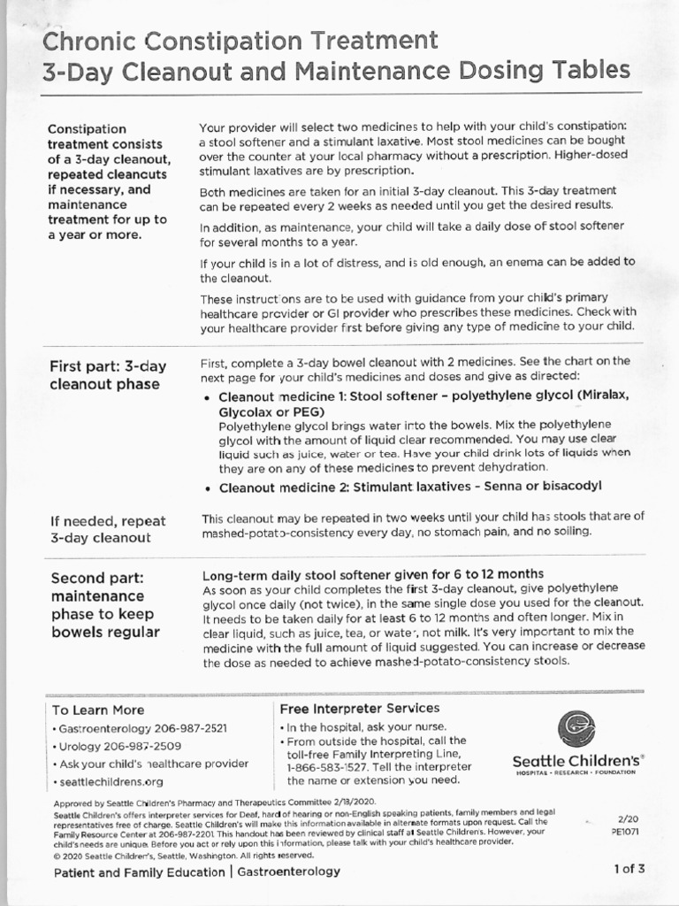 Seattle Childrens Clean Out Instructions | PDF