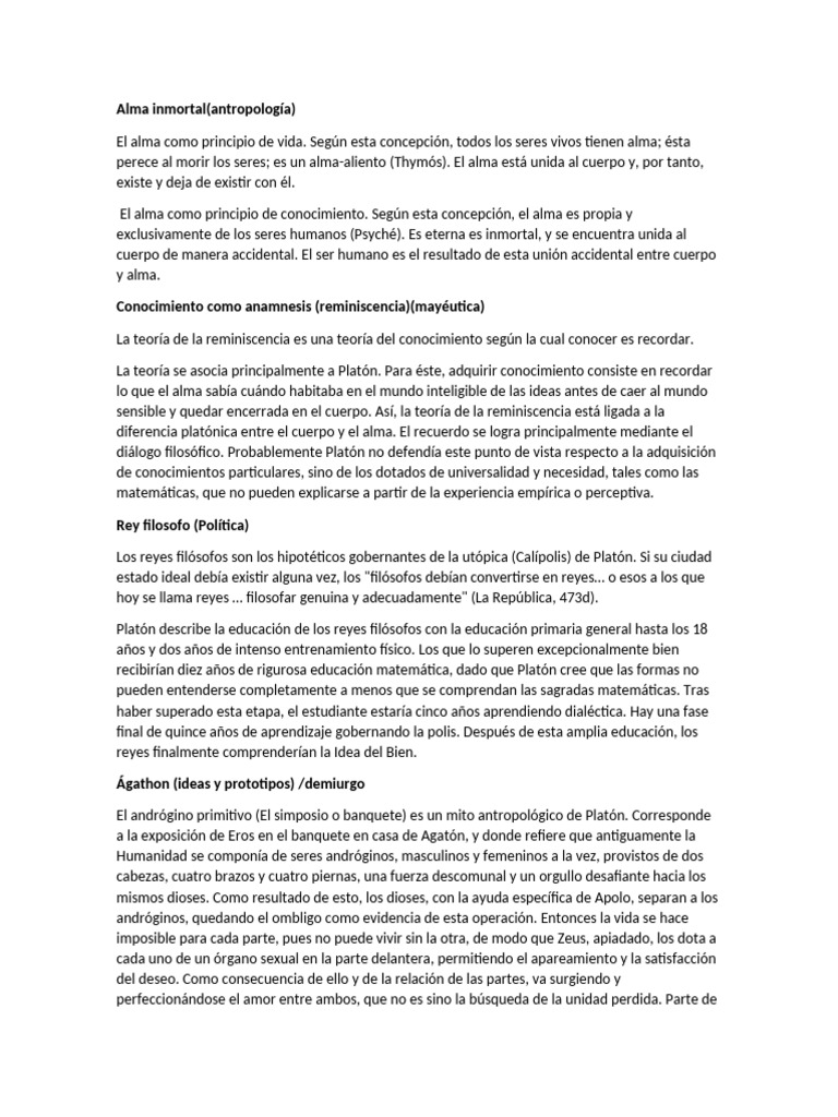 Alma Inmortal | PDF | Platón | Conocimiento