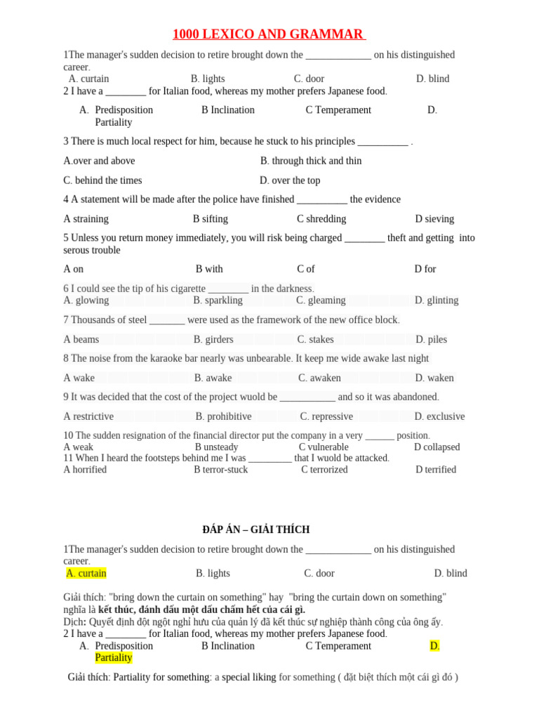 1000 Lexico and Grammar | PDF