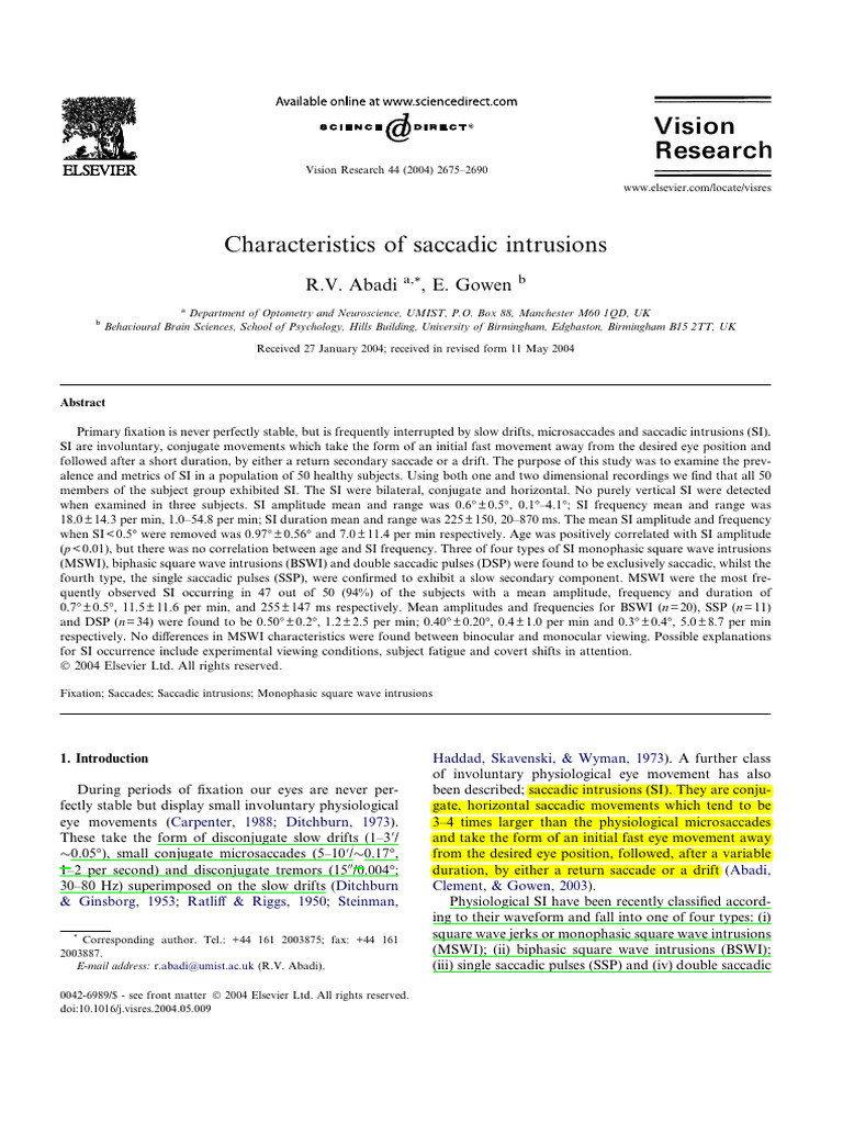 Characteristics of saccadic intrusions.pdf | PDF | Waves | Light