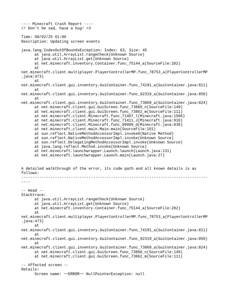 Minecraft Crash Report Analysis | PDF | Computing Platforms | Software