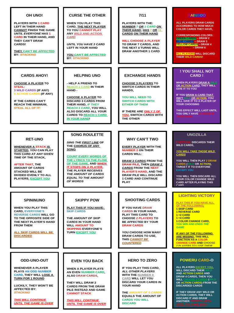 UNO BUFF CARDS | PDF | Games Of Chance | Card Games