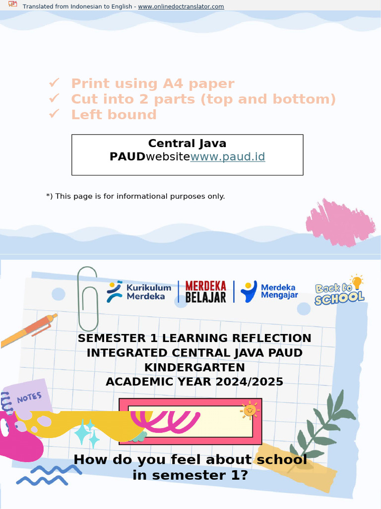Refleksi Pembelajaran Semester 1 PAUD Jateng - Id.en | PDF | Learning