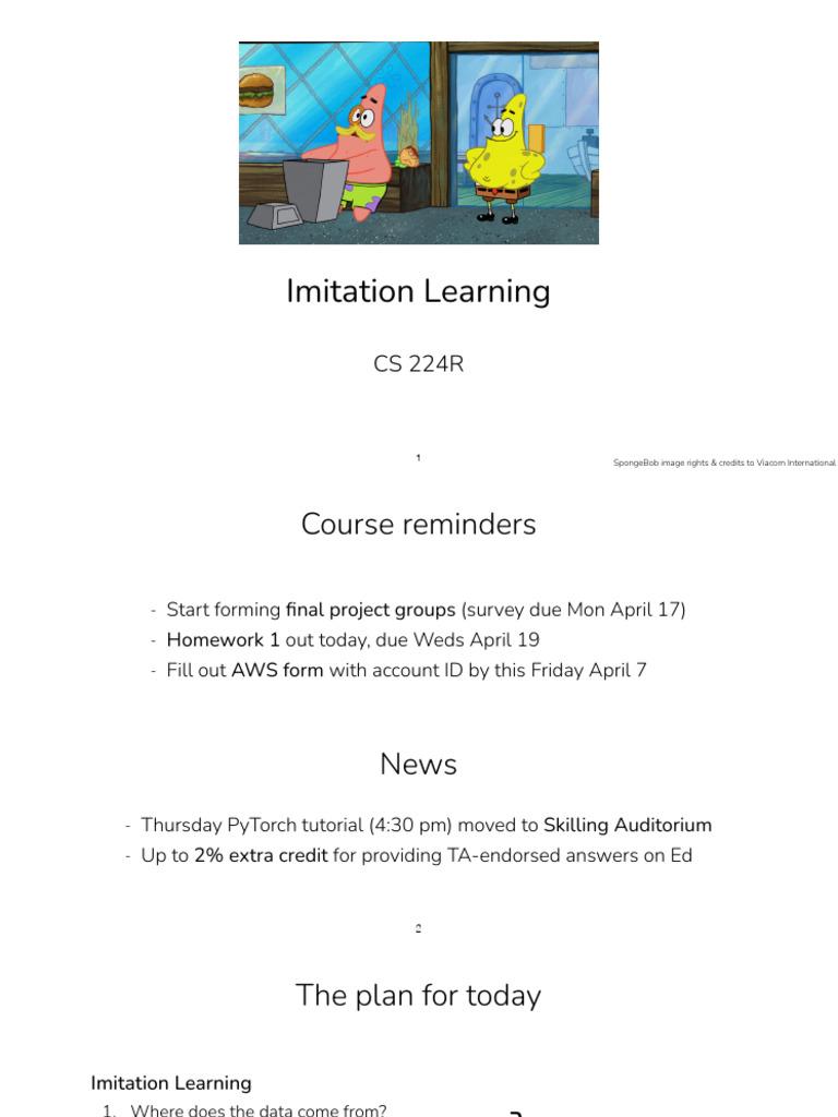 cs224r_L02_Imitation | PDF | Learning | Cognition