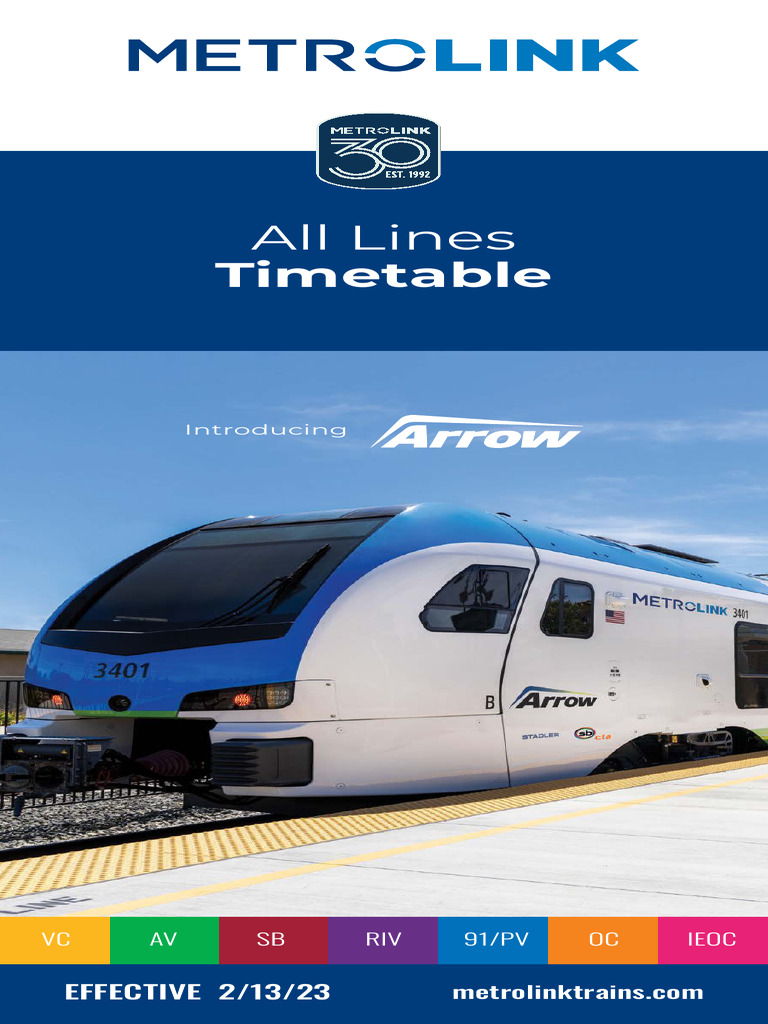 Metrolink Arrow Schedule Timetable | PDF | Transport Companies | California