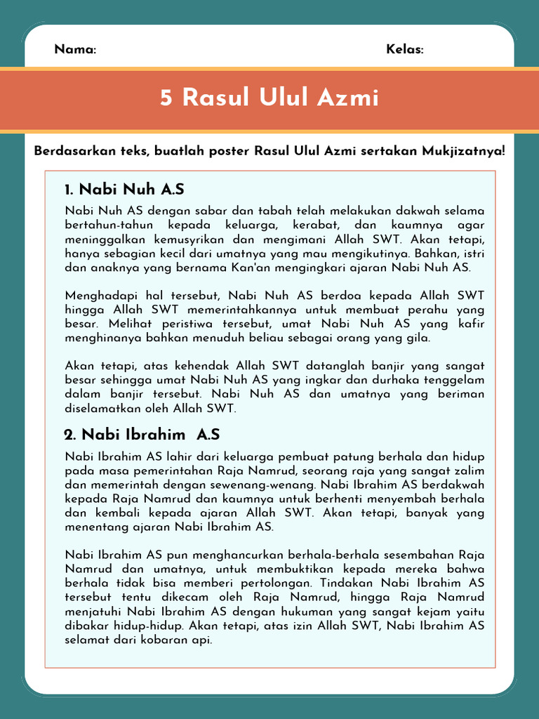 5 Rasul Ulul Azmi dan Mukjizatnya | PDF