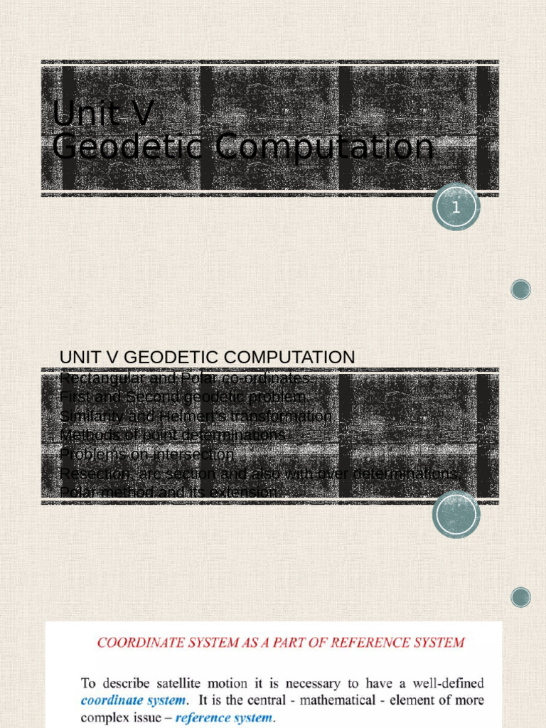 Unit V Geodetic Computation | PDF | Latitude | Geodesy