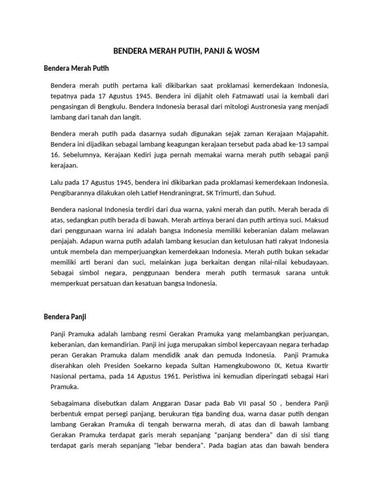 BENDERA MERAH PUTIH, PANJI & WOSM-WPS Office | PDF