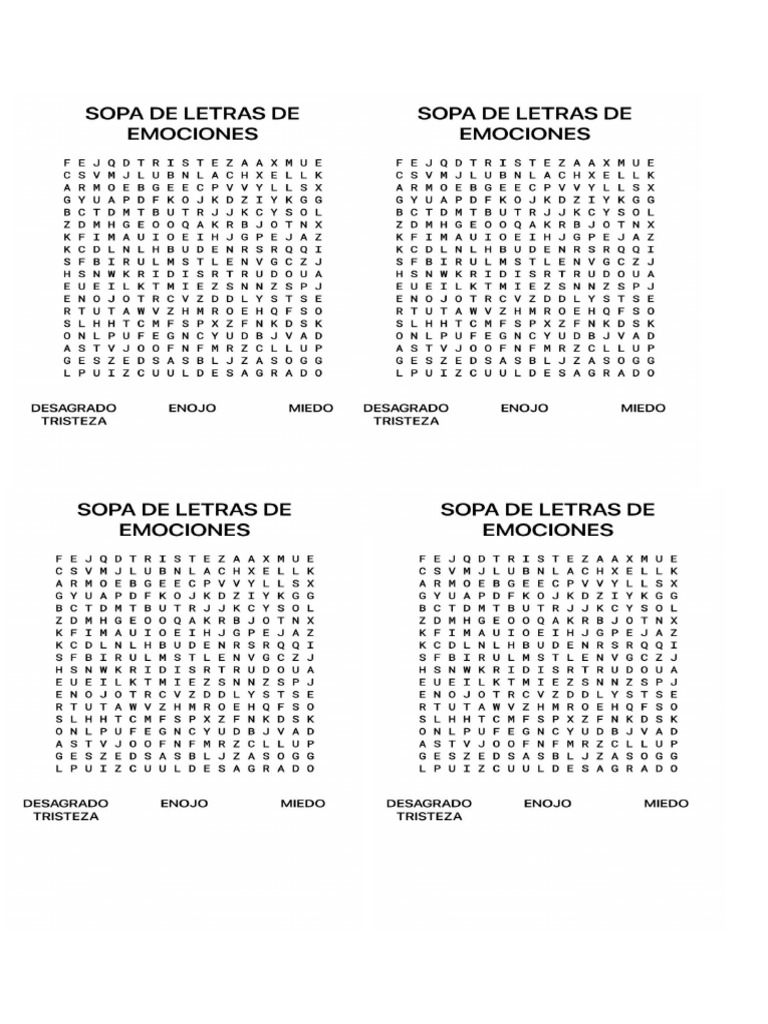 Sopa de Letras de Emociones | PDF