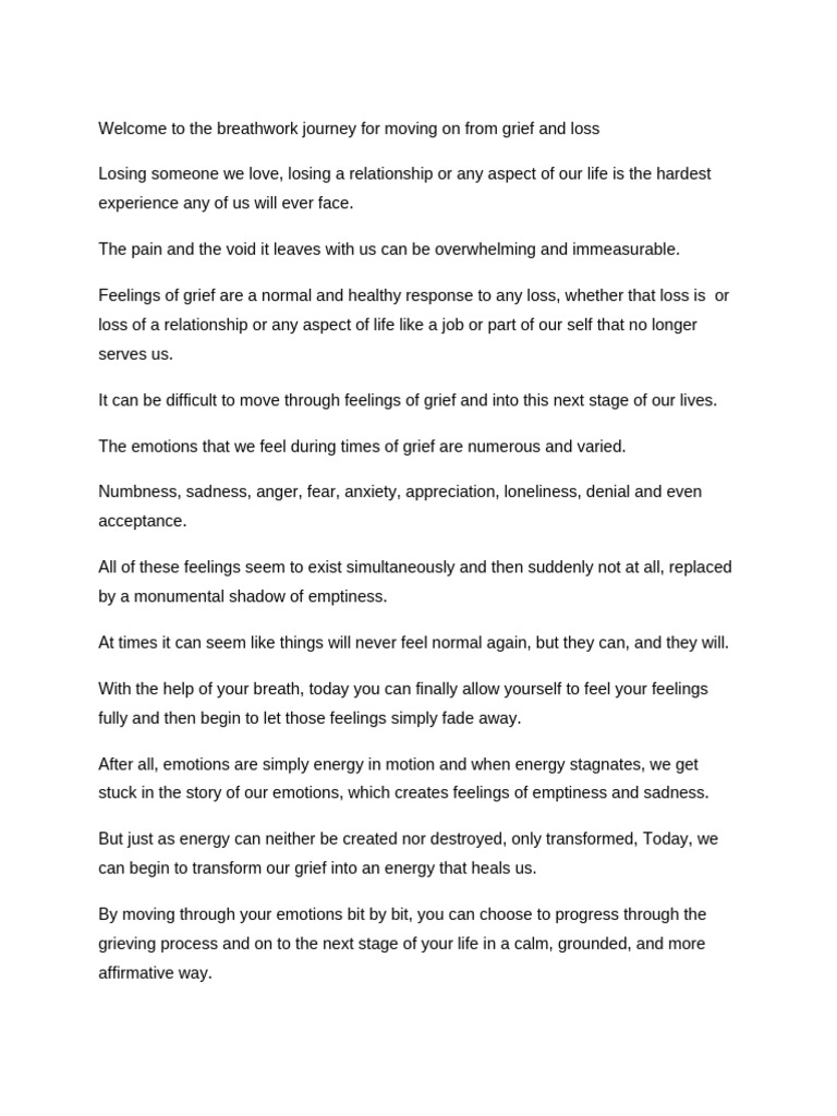 Grief and Loss Script | PDF | Grief | Guilt (Emotion)