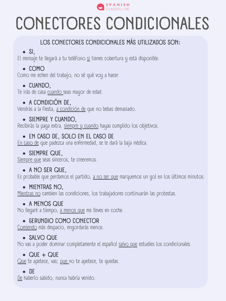 Ejemplos de conectores condicionales | PDF