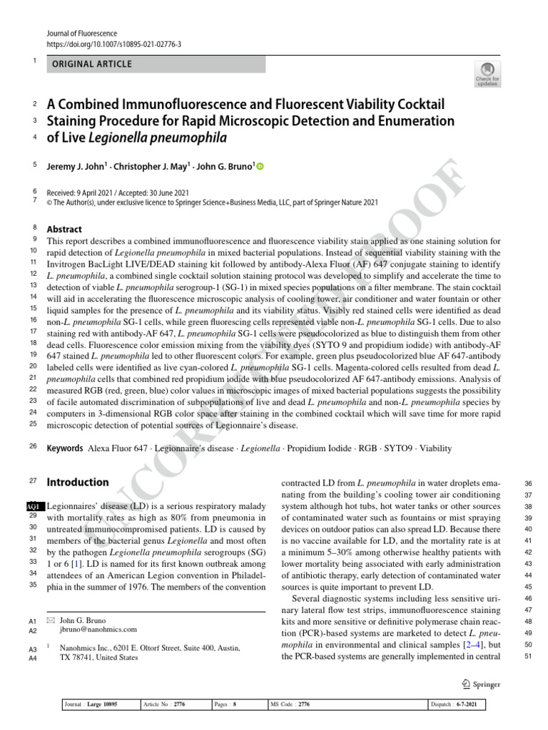 CDC Legionella Multicolored Microscopy Proofs J FL 7-21 | PDF ...