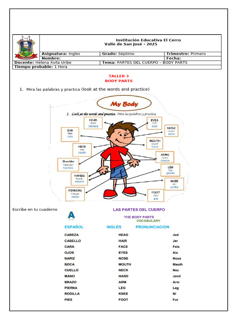 3. La Partes Del Cuerpo | PDF