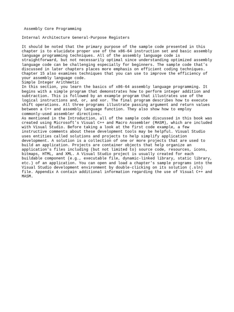 x86-64 Assembly Programming Basics | PDF