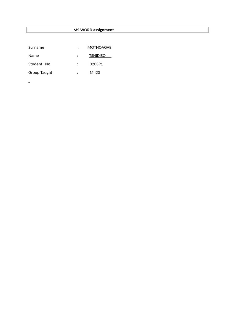 MS WORD assignment | PDF | Microsoft Word | Paragraph