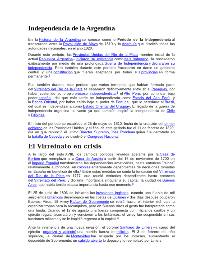 Historia de la Independencia Argentina | PDF | Argentina