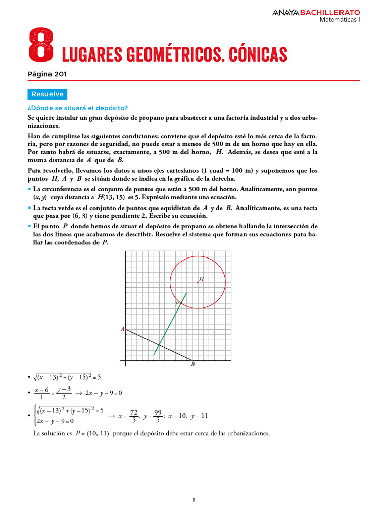 Solucionario 8. Lugares Geométricos. Cónicas | PDF | Elipse | Geometría Elemental