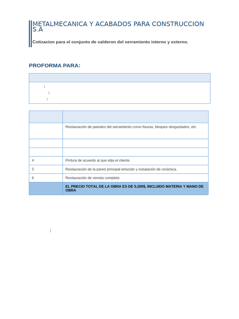 PROFORMA 1 | PDF