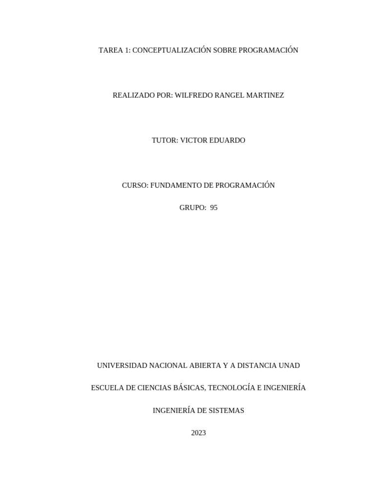 95 Paso 1 Wilfredo | PDF | Programación de computadoras | Programa de computadora